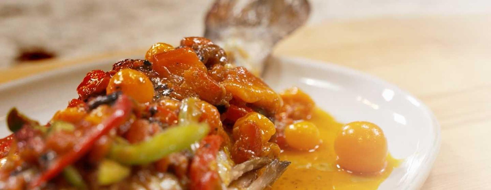 Cleophus Hethington's Roasted Escovitch Trout with Roasted Pepper ...