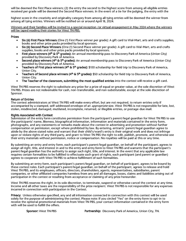 West TN PBS | PBS Kids Young Writers Contest 2024