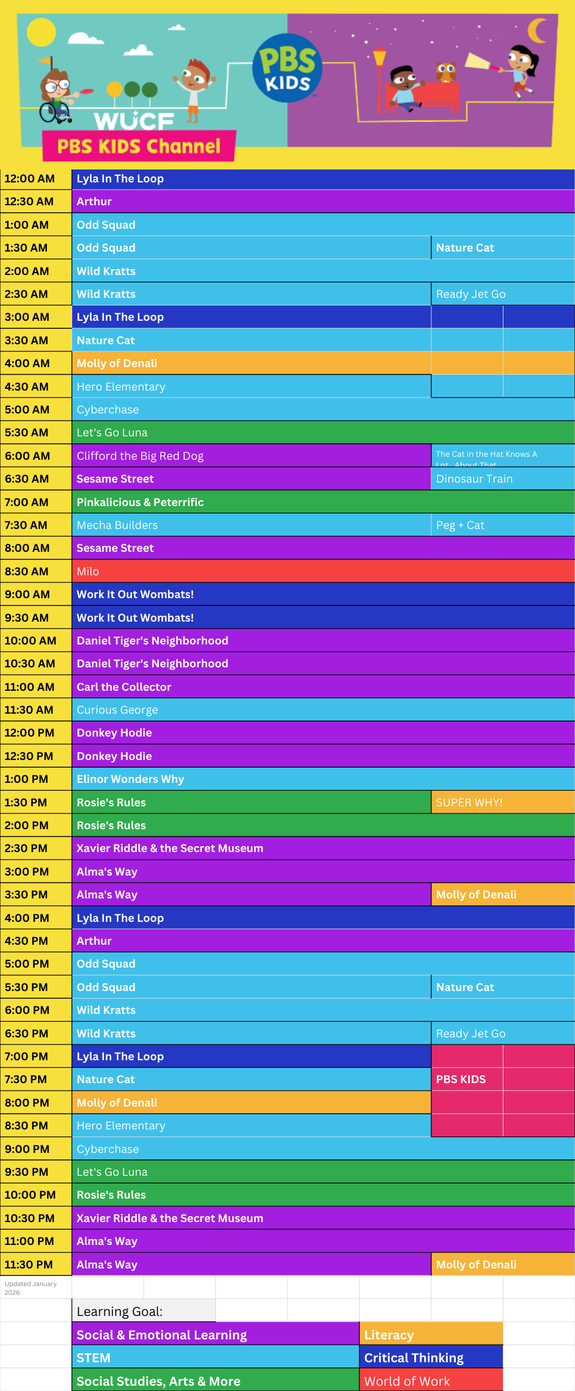 WUCF PBS KIDS Schedule