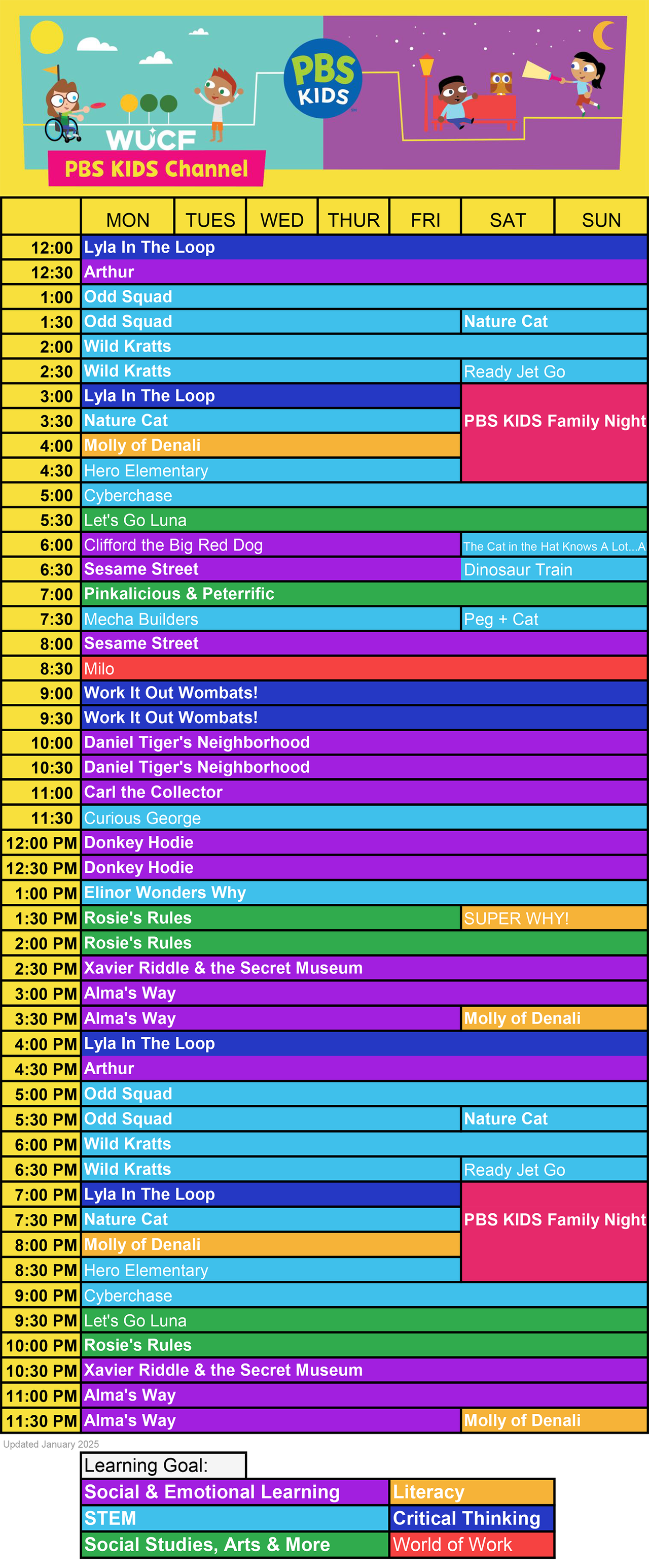 WUCF PBS KIDS Schedule