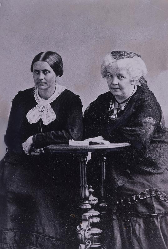 Susan B Anthony And Elizabeth Women'S Rights, 1870S. /Na Meeting Of