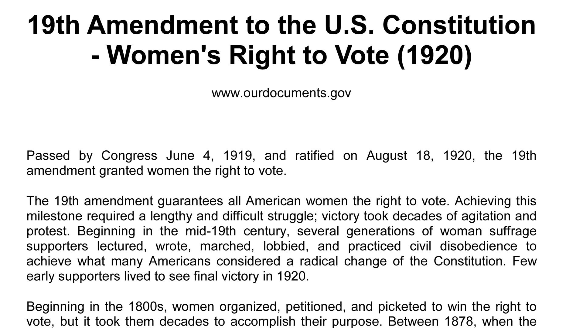 19th Amendment Constitution