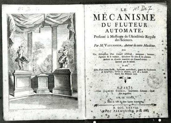 Automatons, illustration of the frontispiece from 'Le Mecanisme du ...