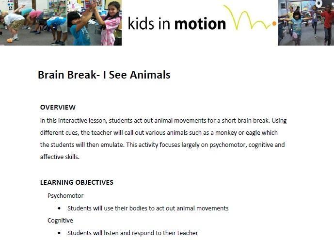 Brain Break- I See Animals Lesson Plan | PBS LearningMedia