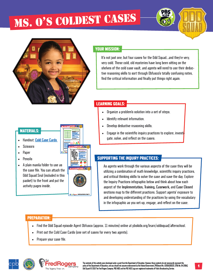 Ms. O's Coldest Cases | Odd Squad: Be the Agent Activities | PBS ...