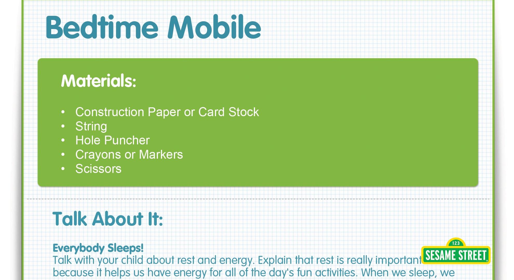 Bedtime Mobile Craft | Sesame Street | PBS LearningMedia