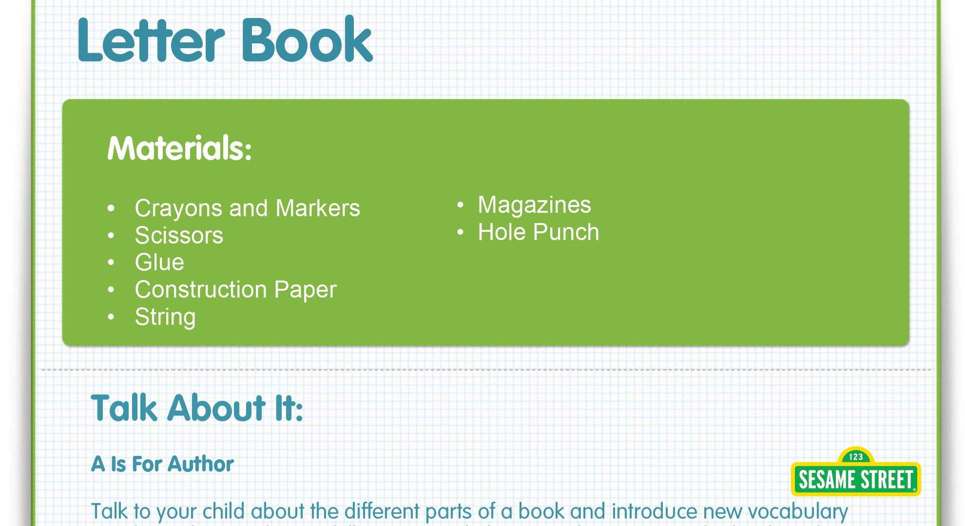 Letter Book Craft | Sesame Street | PBS LearningMedia