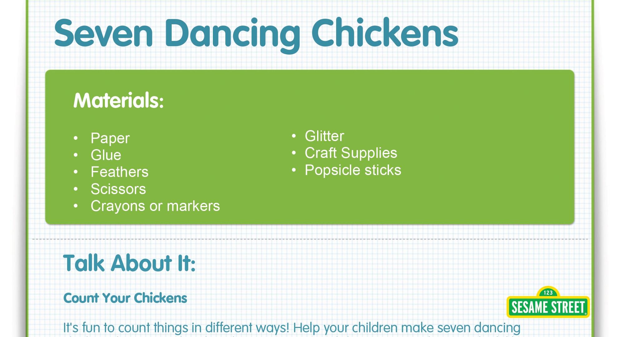 Seven Dancing Chickens Craft | Sesame Street | PBS LearningMedia