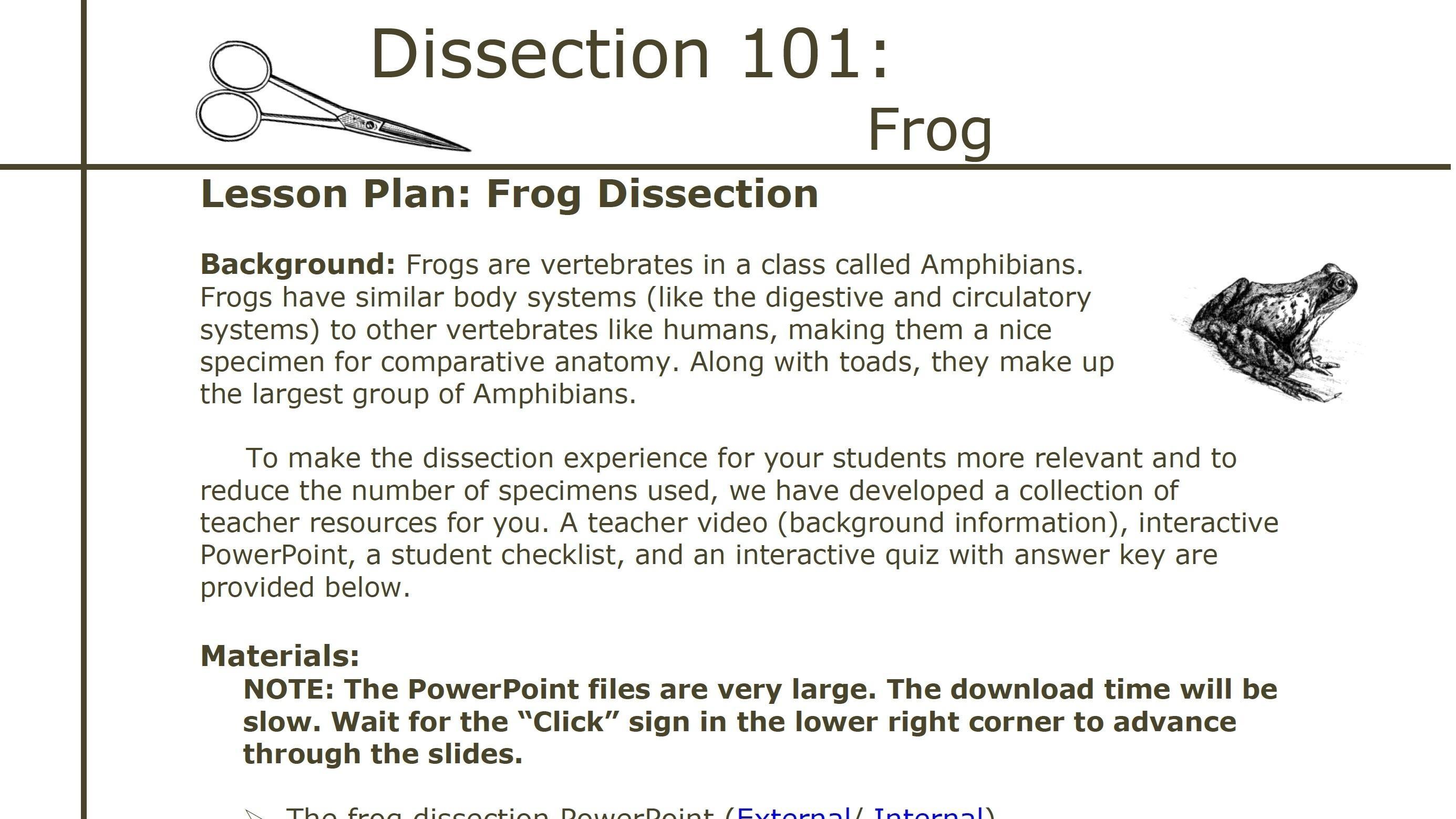 Dissection 101 Frog Dissection Lesson Plan PBS LearningMedia Dissection 101 Frog Dissection Lesson Plan PBS LearningMedia