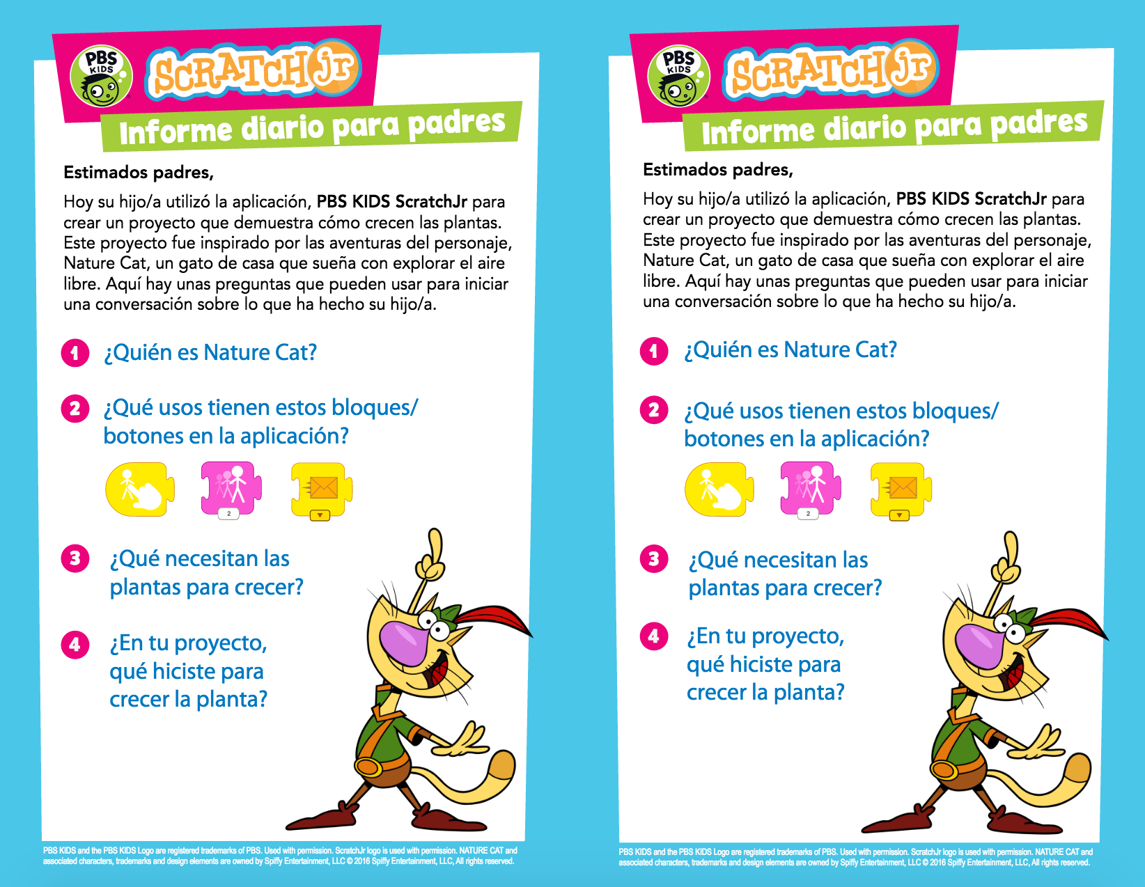 Parent Handout (Spanish) - NATURE CAT | PBS KIDS ScratchJr | PBS ...