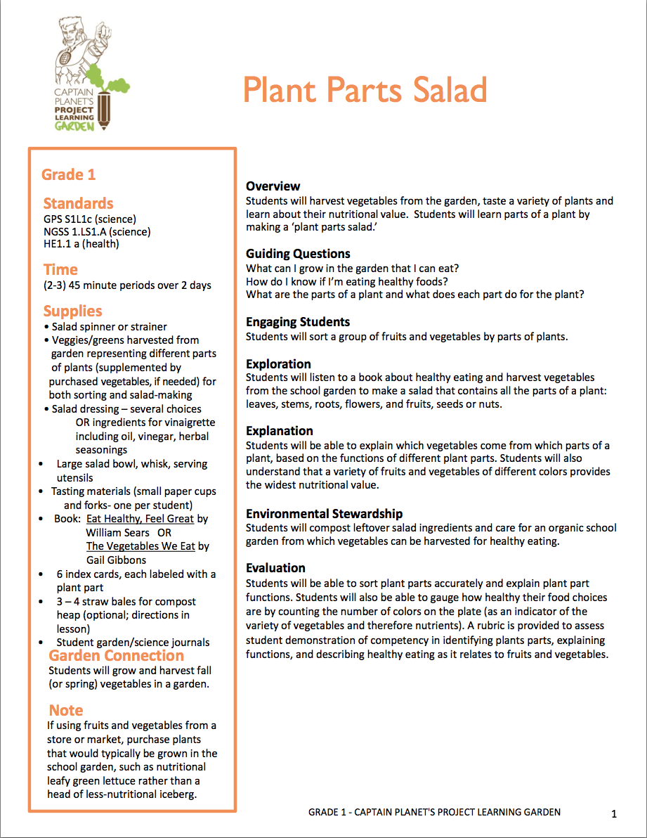 Plant Parts Salad | Project Learning Garden | PBS LearningMedia