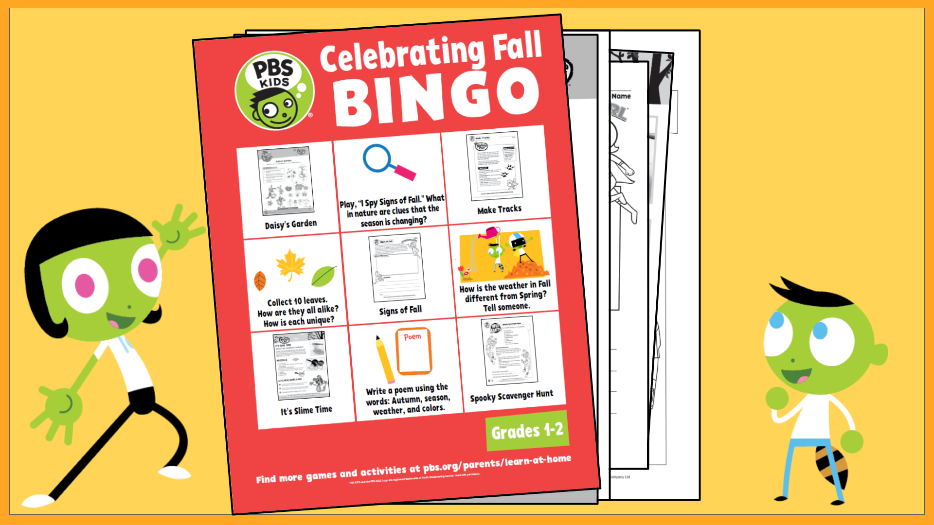 Celebrating Fall Bingo: Grades 1 and 2 | PBS KIDS | PBS LearningMedia