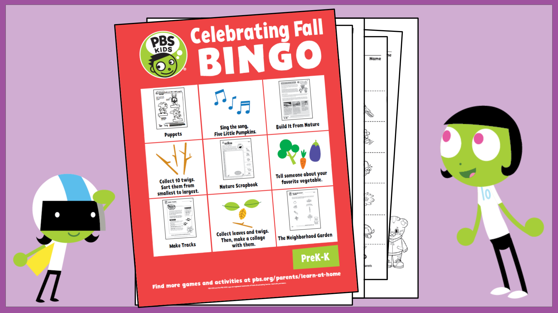 Celebrating Fall Bingo: PreK and K | PBS KIDS | PBS LearningMedia