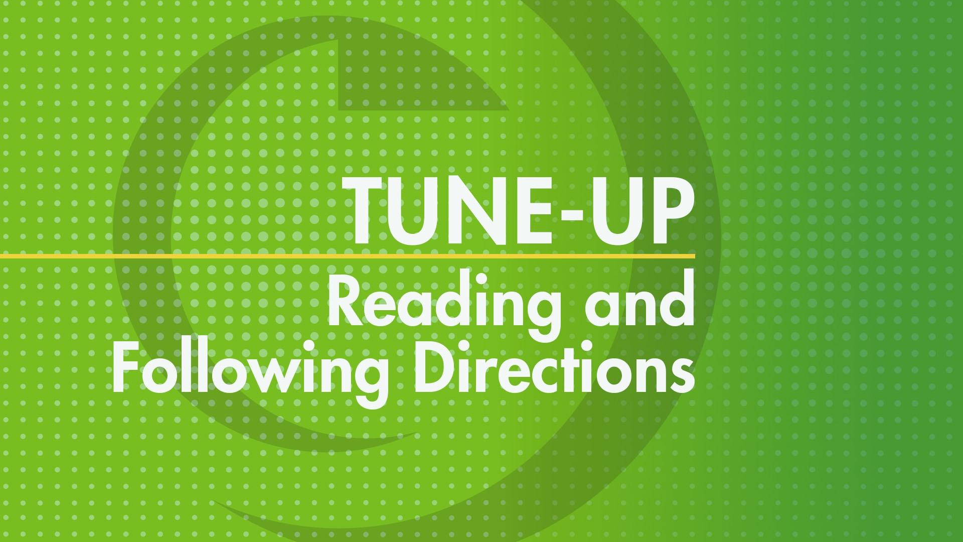 Tune-up: Reading and Following Directions | Skills on Demand | PBS ...
