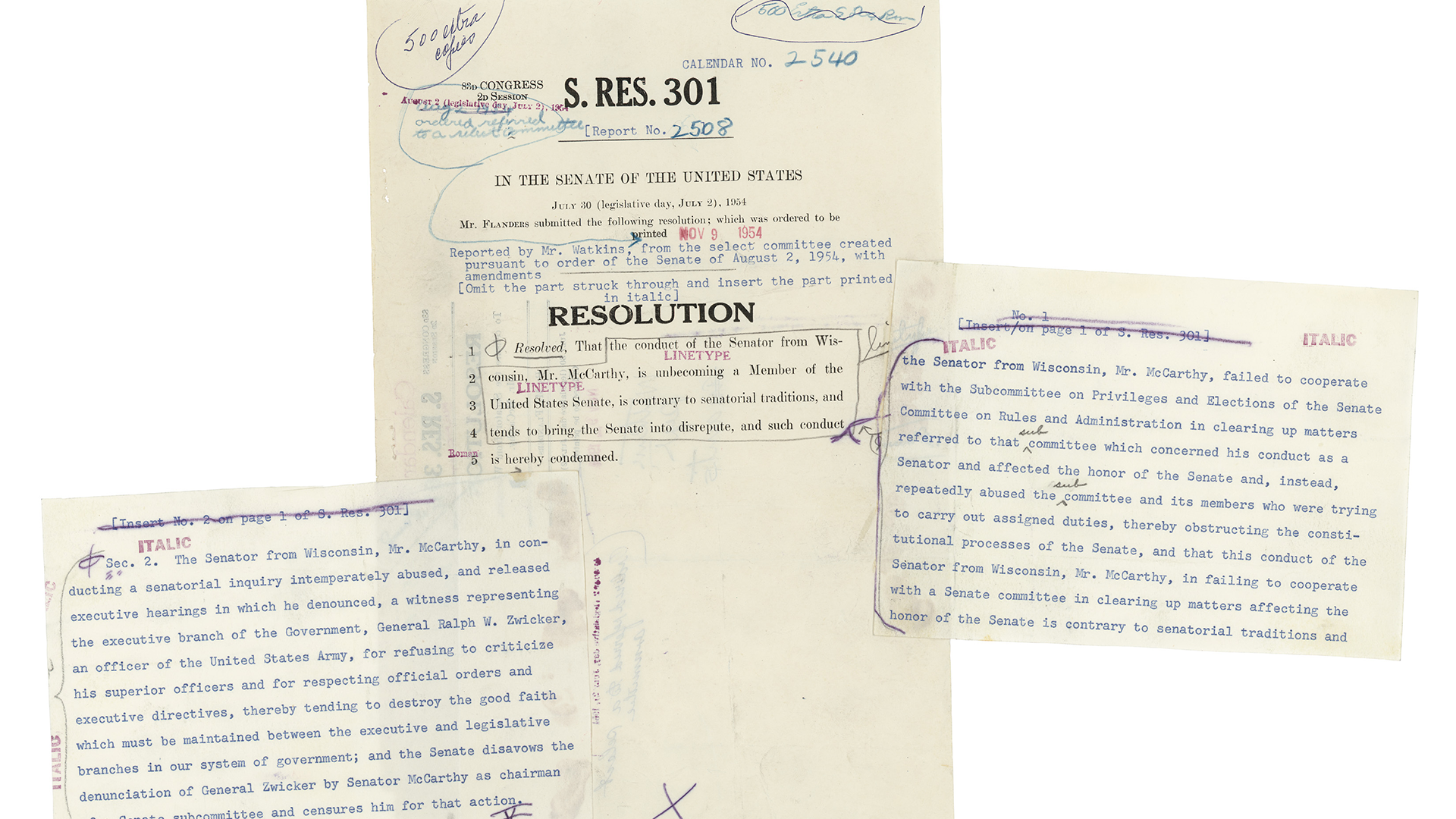 Senate Resolution 301 - Censure of Senator Joseph McCarthy (1954) and ...