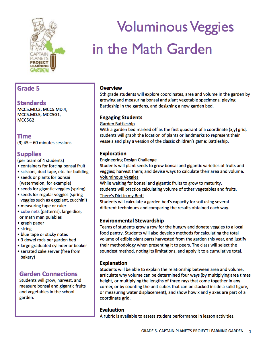 Voluminous Veggies in the Math Garden | Project Learning Garden | PBS ...