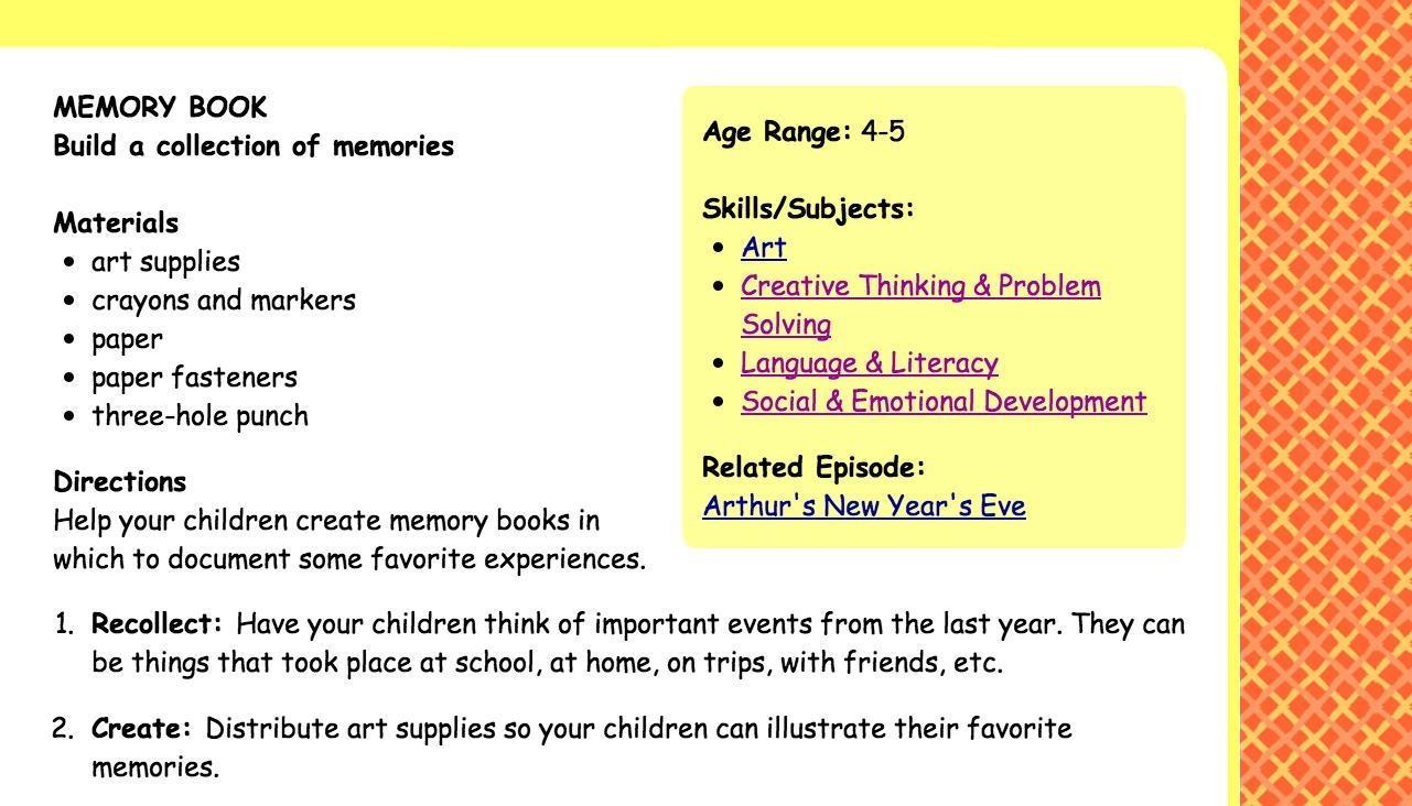 Memory Book | PBS LearningMedia