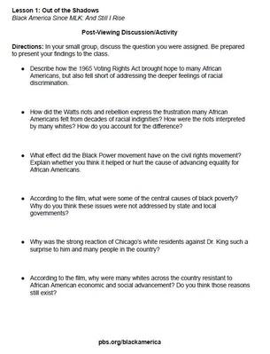 Out of the Shadows | Black America Since MLK: And Still I Rise | Social ...