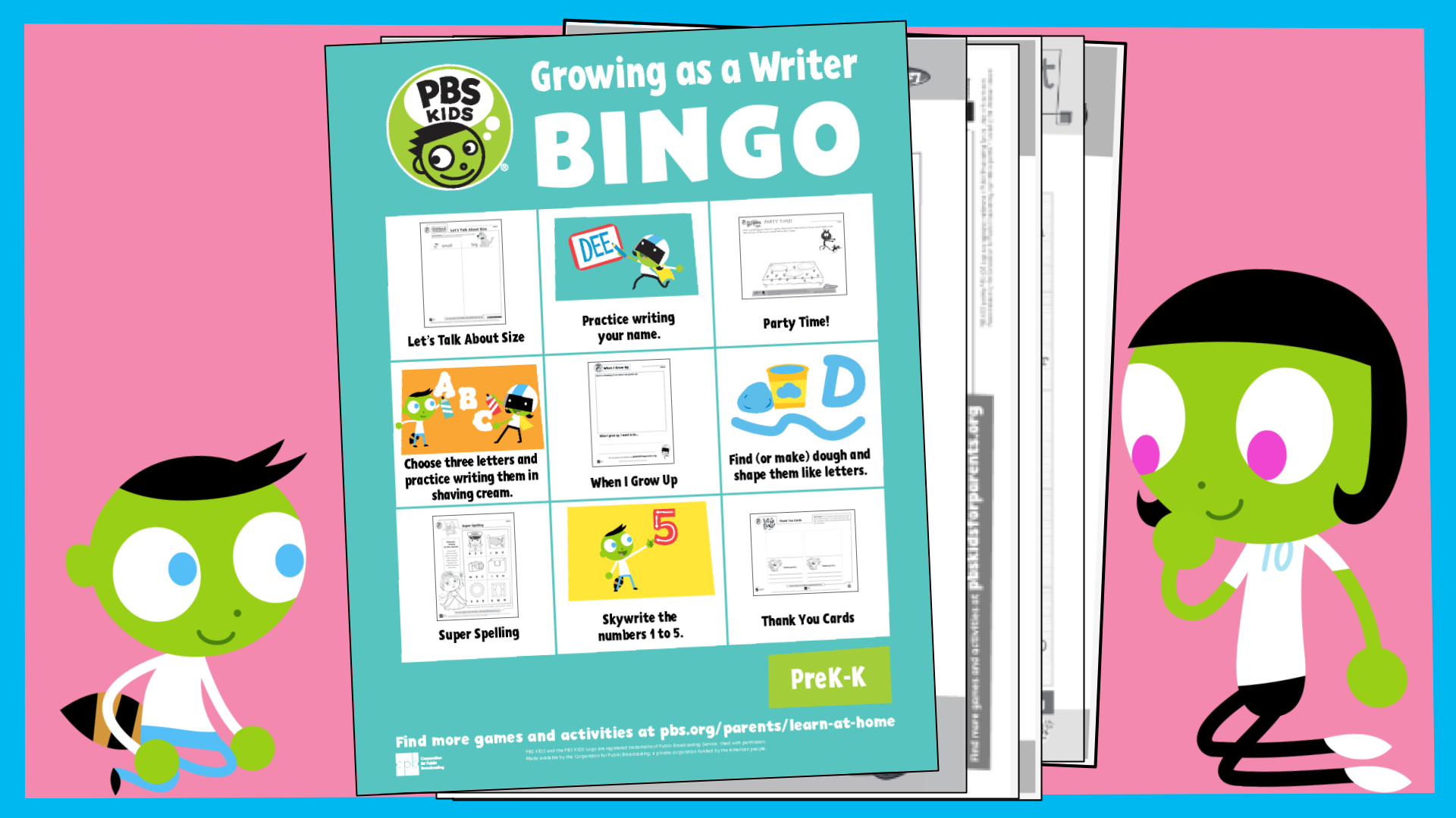 Growing as a Writer Bingo: PreK and K | PBS KIDS | PBS LearningMedia