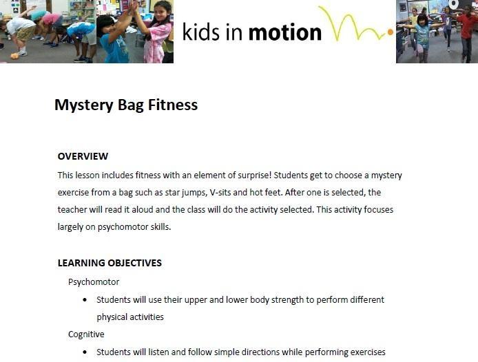 Mystery Bag Fitness Lesson Plan | PBS LearningMedia