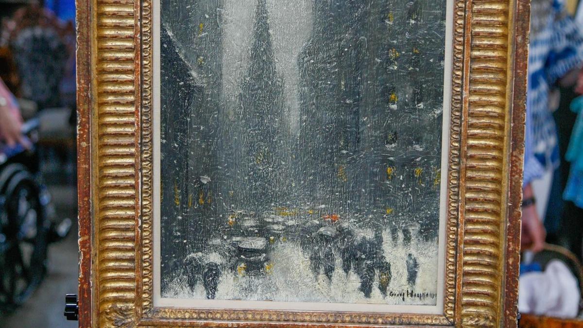 Appraisal: Guy Wiggins 'Old Trinity, New York Winter' Oil | Antiques ...