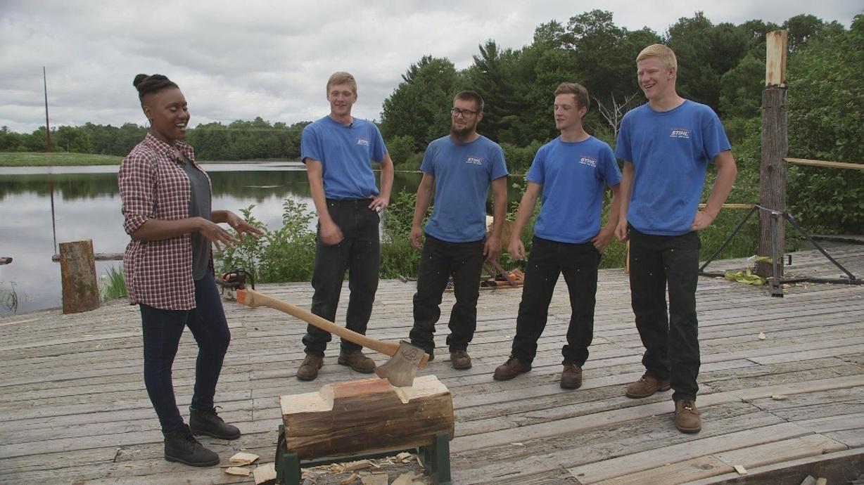Angela Fitzgerald Learns What It Takes To Be A Lumberjack | Watch ...