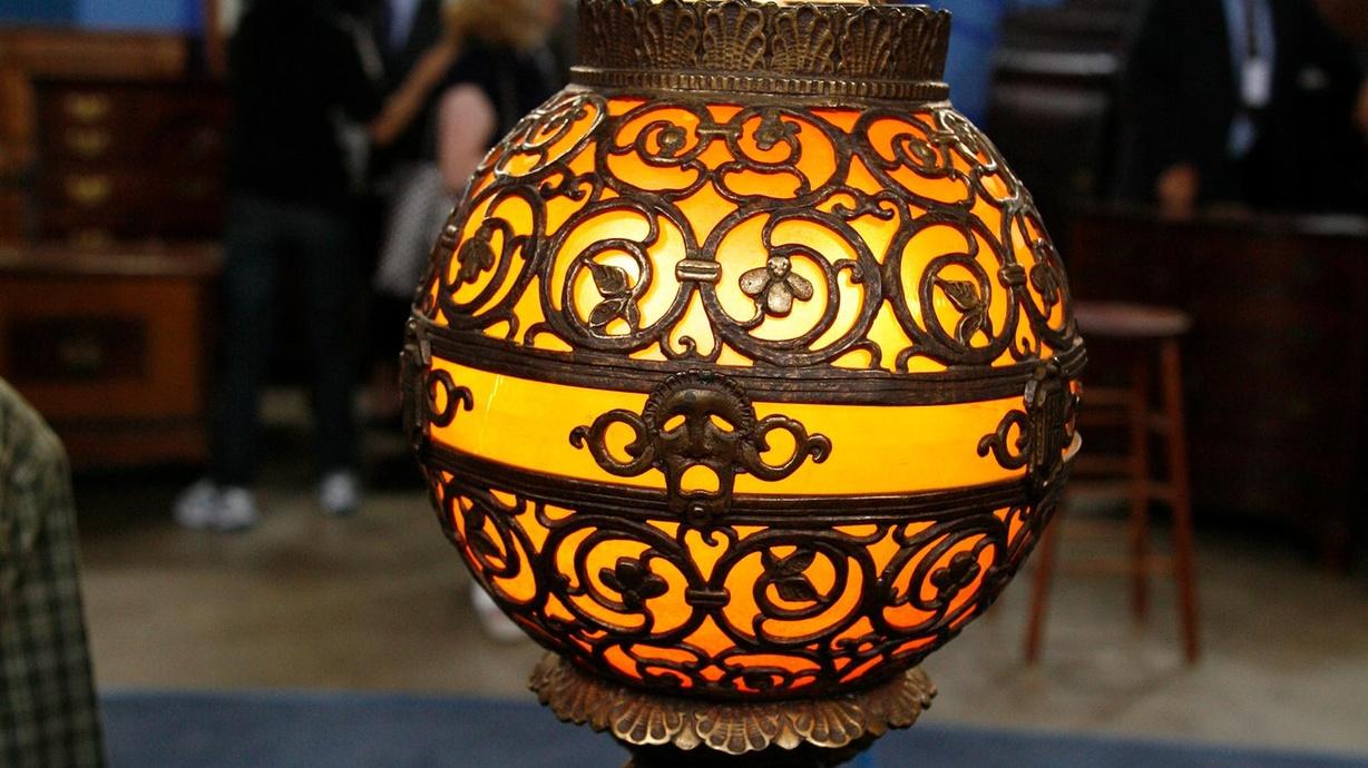 Appraisal: Oscar Bach Bronze & Glass Lamp, ca. 1930 | Watch Antiques ...