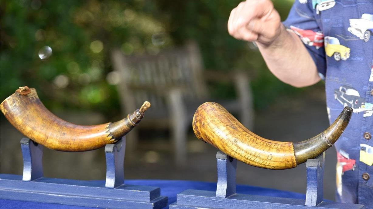 Appraisal: 1758 & 1779 Massachusetts Carved Powder Horns | Watch on PBS ...