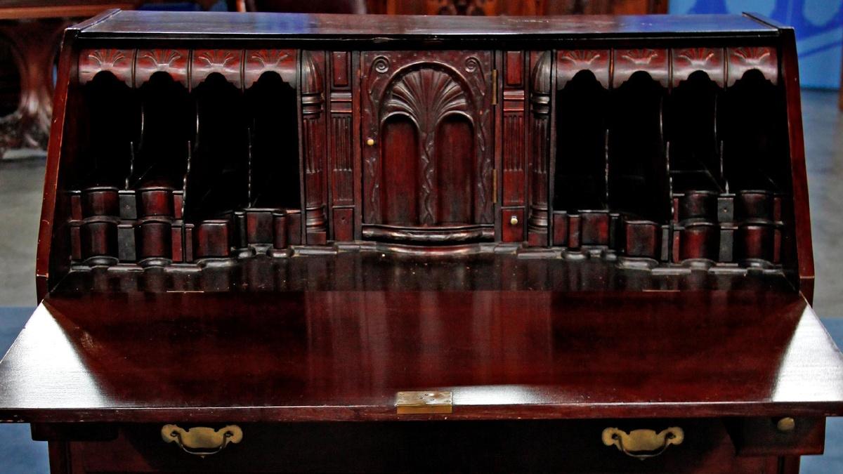 Appraisal: Chippendale Figured Walnut Slant-Front Desk,... | Antiques ...