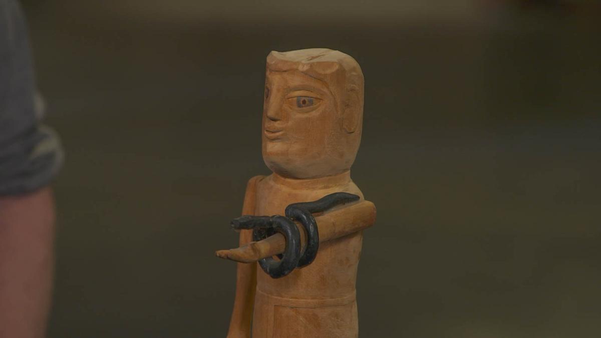 Appraisal: 1975 Edgar Tolson Wooden Adam & Snake Carving | Antiques ...