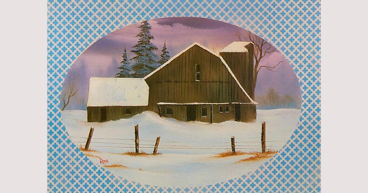 The Best of the Joy of Painting with Bob Ross | Barn in Snow Oval ...
